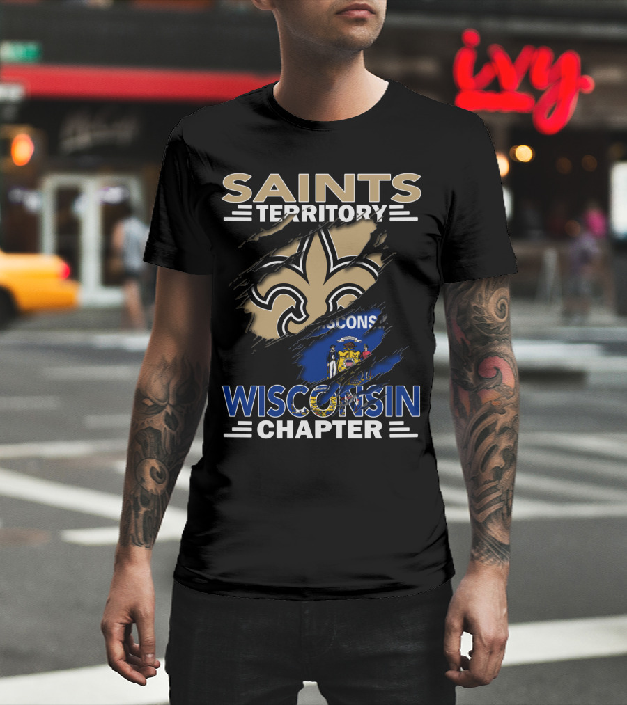 Saints Territory Fleur-de-Lis Wisconsin Flag Chapter T-Shirt