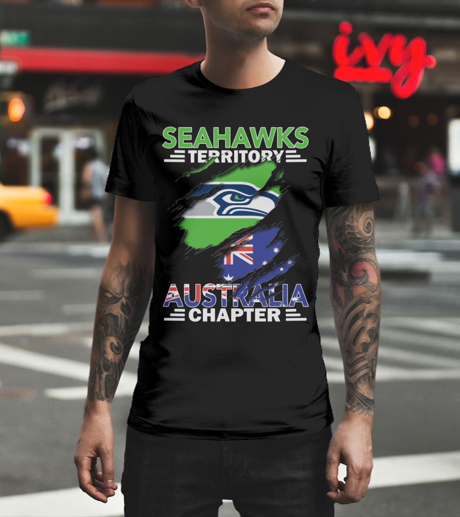 Seahawks Territory Australia Chapter Flag And Logo Fusion T-Shirt