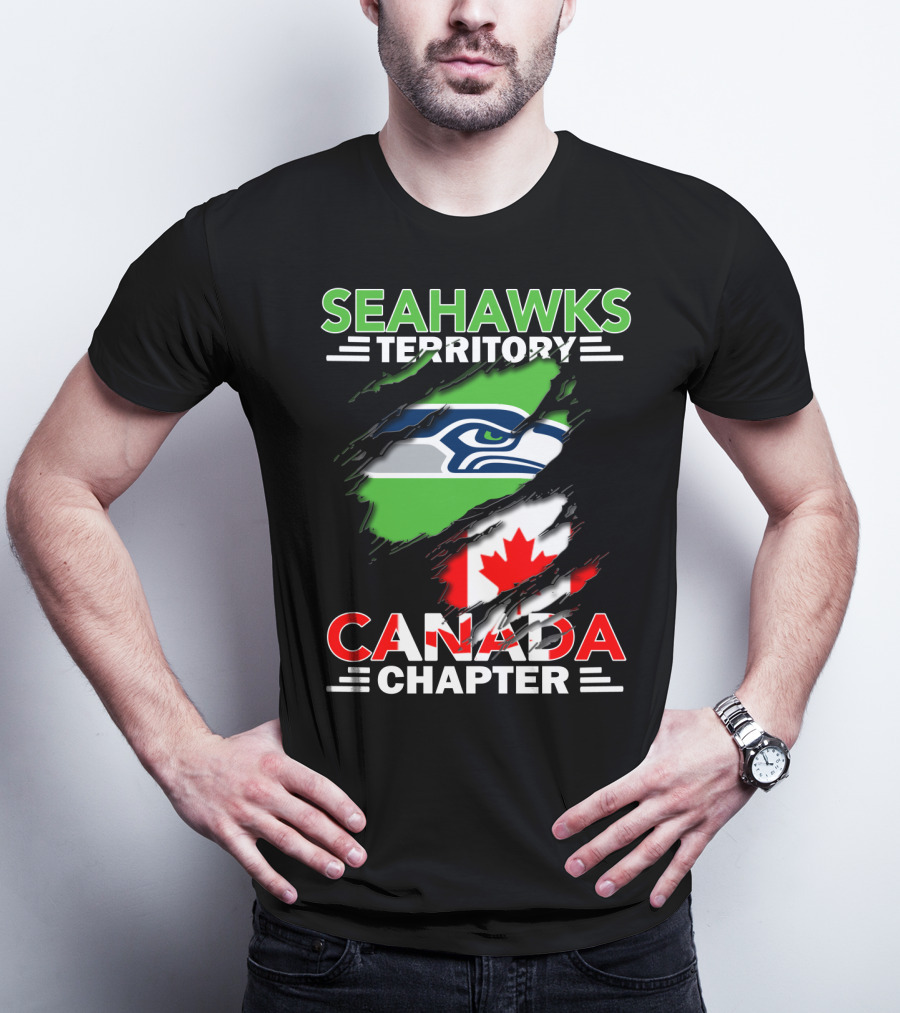 Seahawks Territory Canada Chapter Seahawks Logo With Canadian Flag T-Shirt