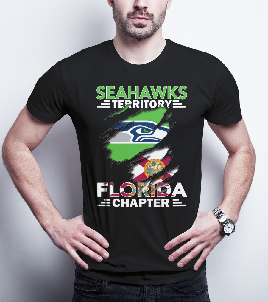 Seahawks Territory Florida Chapter Flag Rip T-Shirt