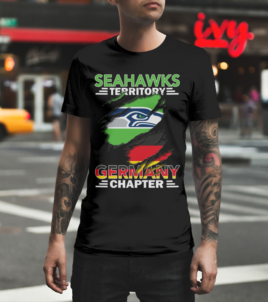 Seahawks Territory Germany Chapter Fan Community Featuring Iconic Team Logo And National Colors T-Shirt