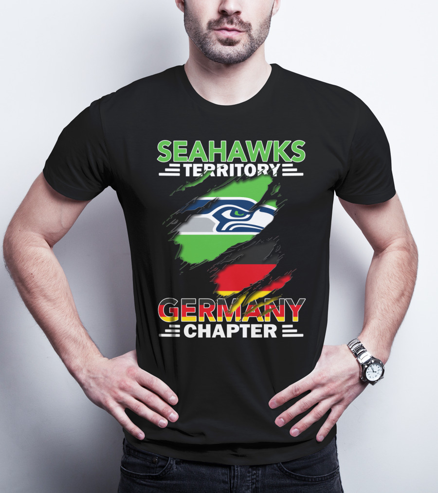 Seahawks Territory Germany Chapter Fan Community Featuring Iconic Team Logo And National Colors T-Shirt