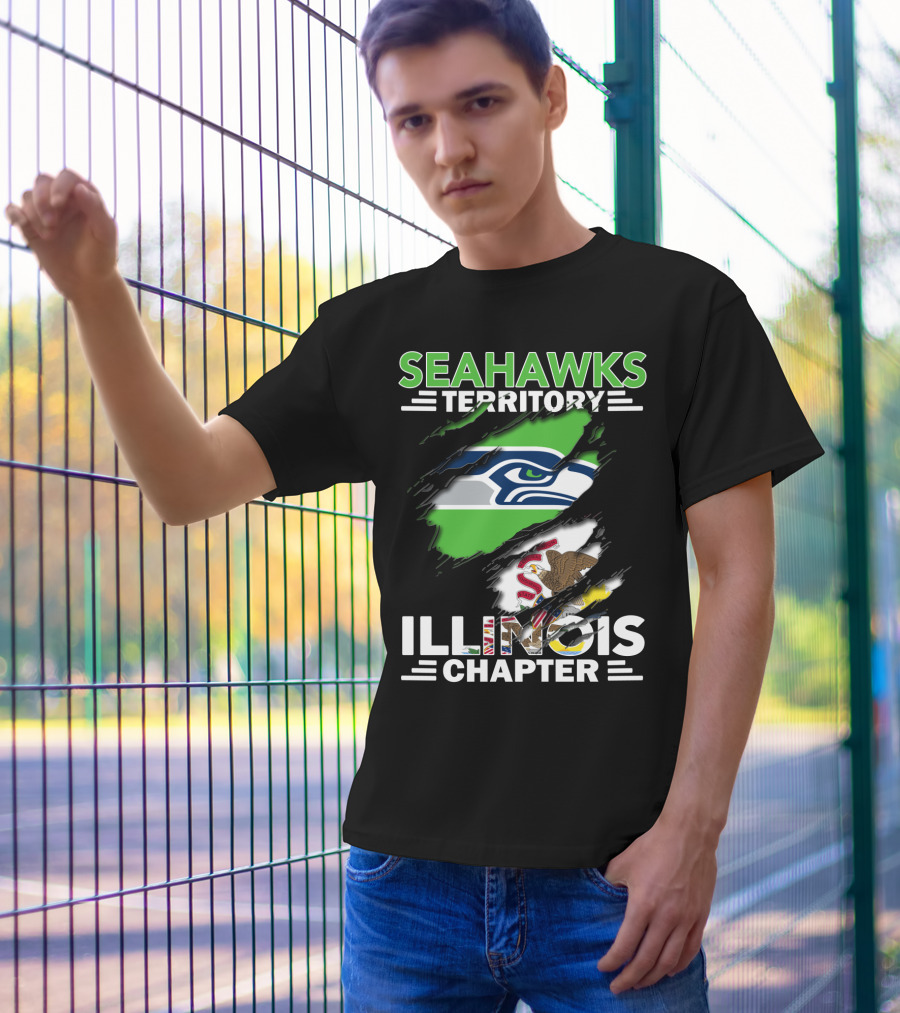 Seahawks Territory Illinois Chapter Logo With State Flag Elements T-Shirt