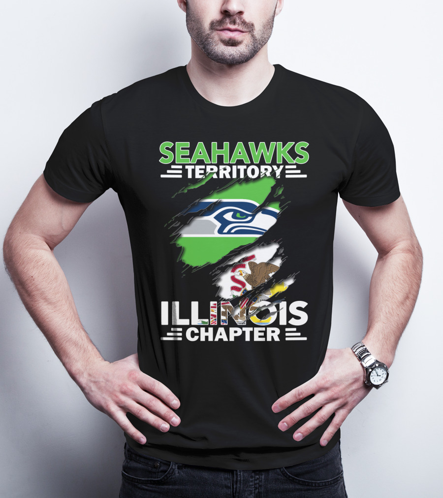 Seahawks Territory Illinois Chapter Logo With State Flag Elements T-Shirt