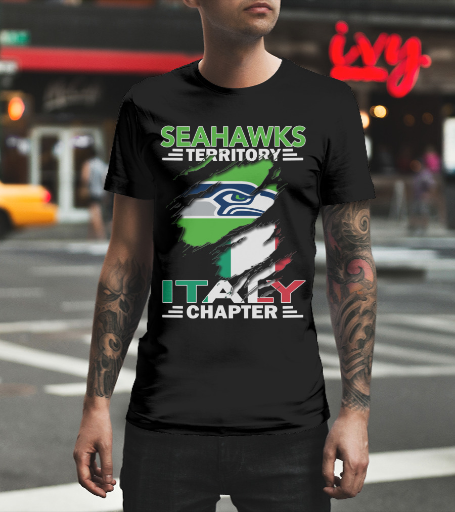 Seahawks Territory Italy Chapter With Italian Flag And Seahawks T-Shirt