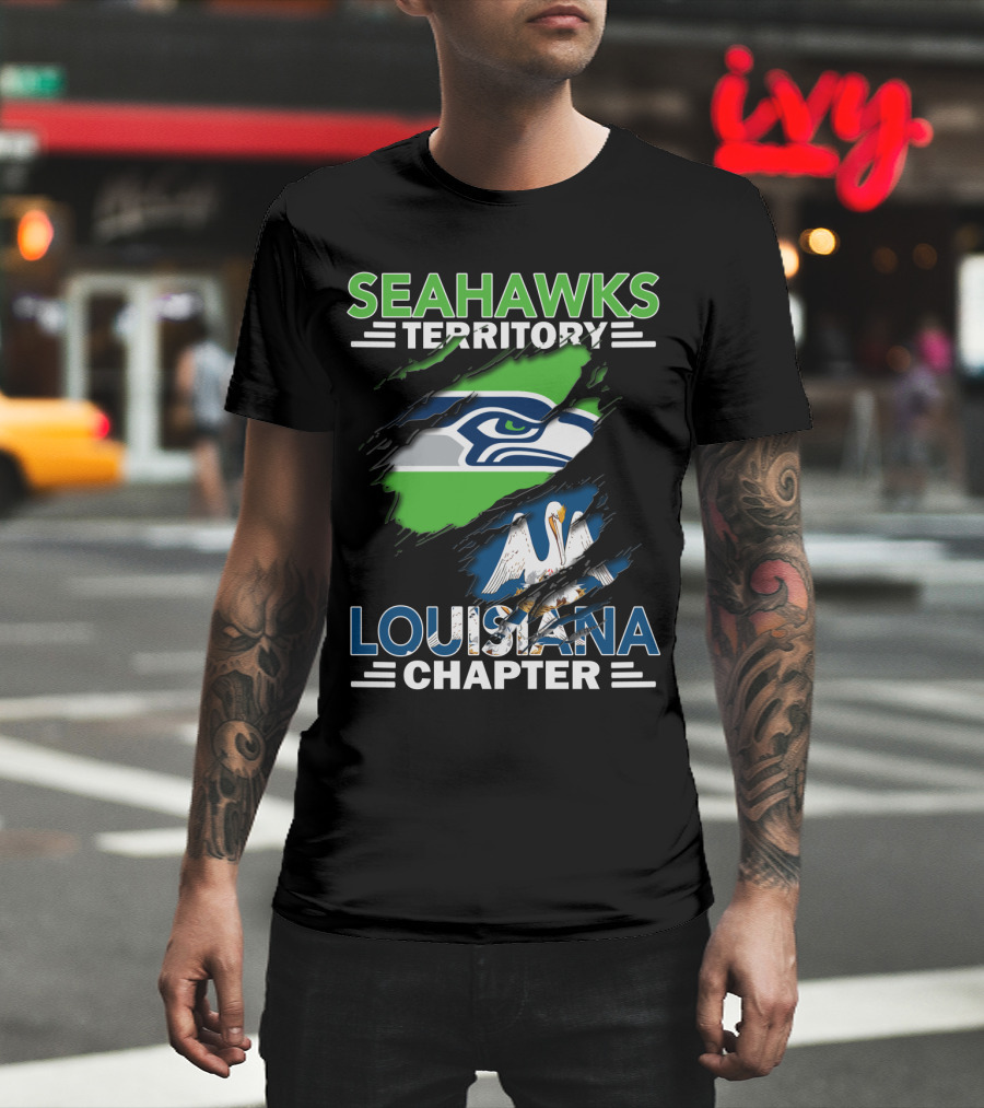 SEAHWKS TERRITORY LOUISIANA CHAPTER Seahawks Logo And Louisiana Flag T-Shirt