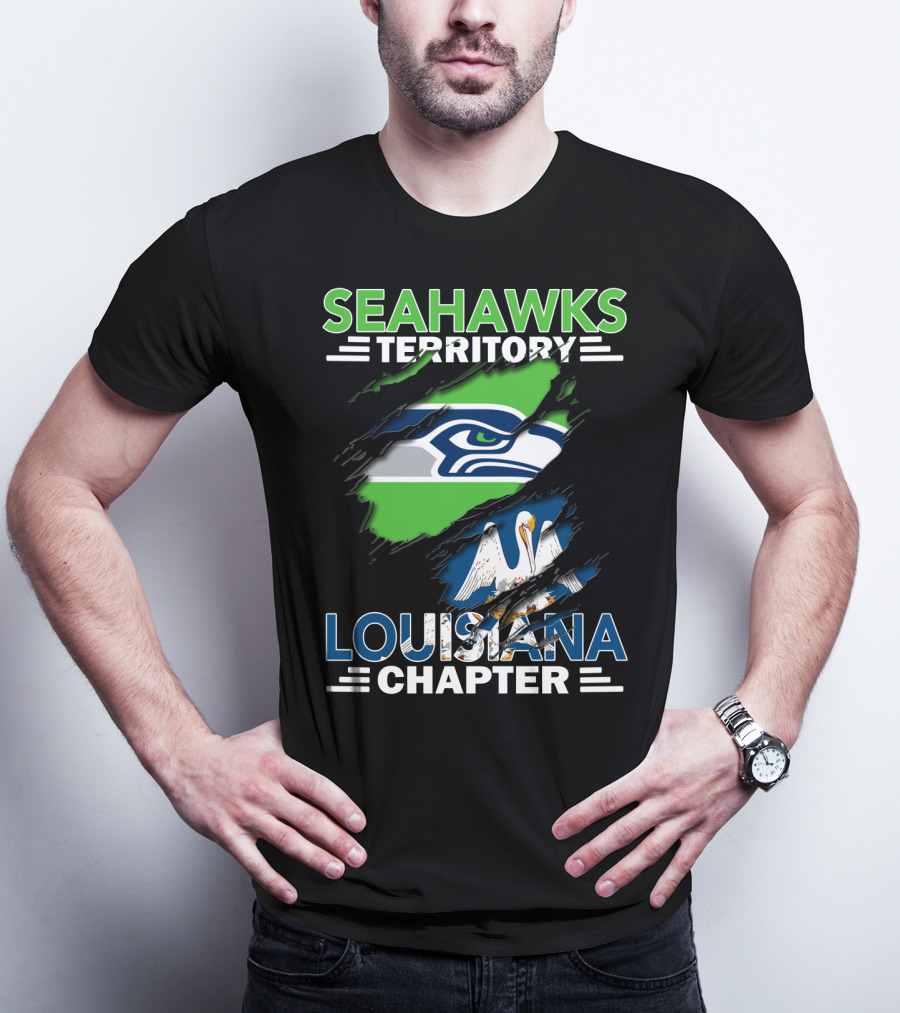 SEAHWKS TERRITORY LOUISIANA CHAPTER Seahawks Logo And Louisiana Flag T-Shirt