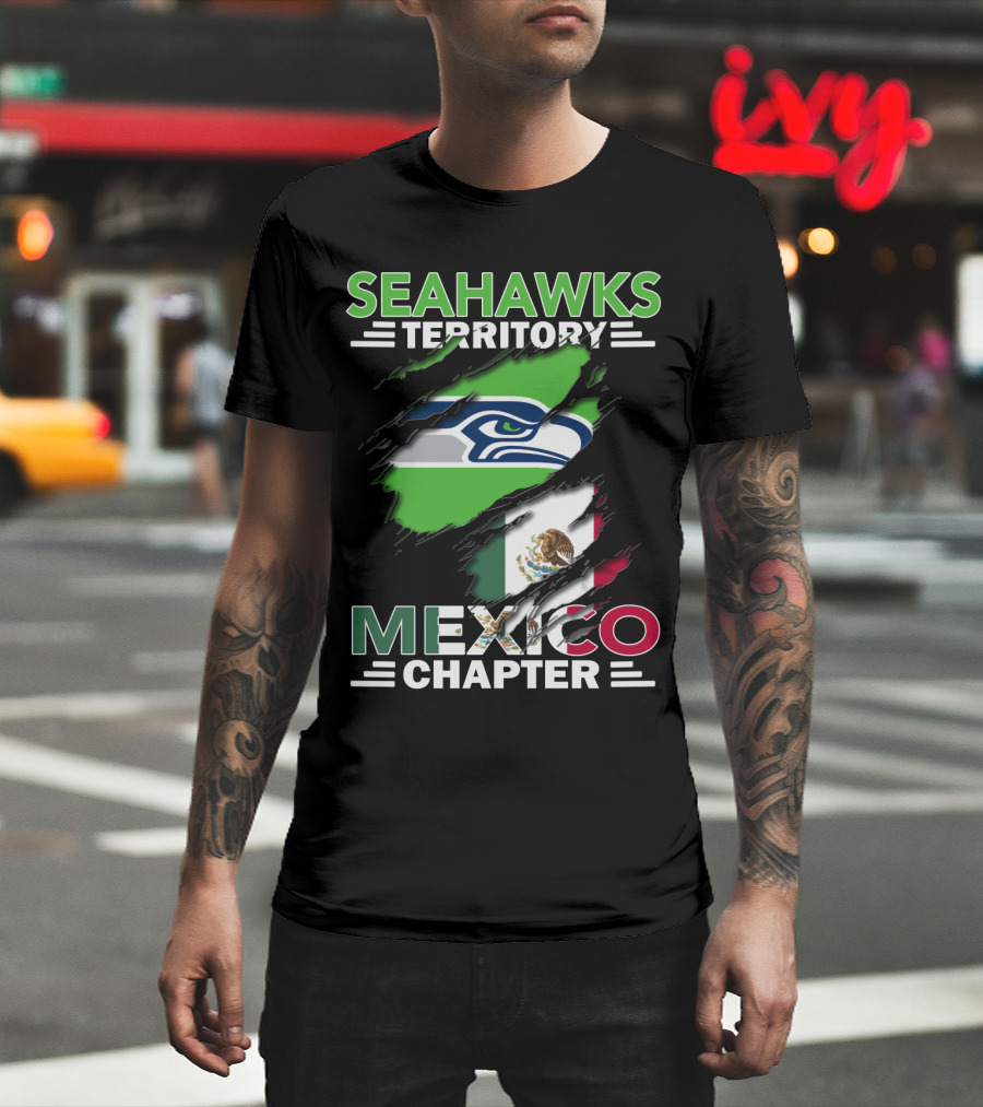 Seahawks Territory Mexico Chapter Flag And Logo Fusion T-Shirt