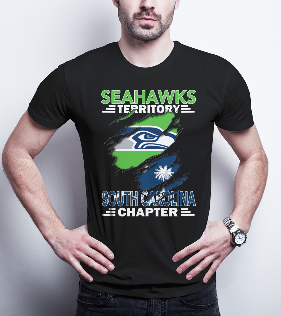 Seahawks Territory South Carolina Chapter Flag Ripped T-Shirt