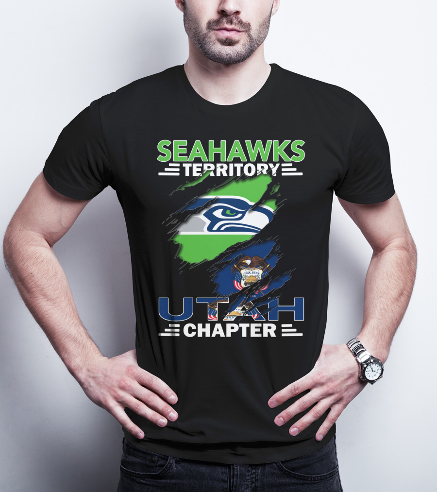 Seahawks Territory Utah Chapter Team Spirit Logo And State Pride T-Shirt