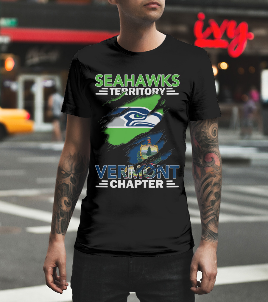 Seahawks Territory Vermont Chapter Ripped Flag T-Shirt