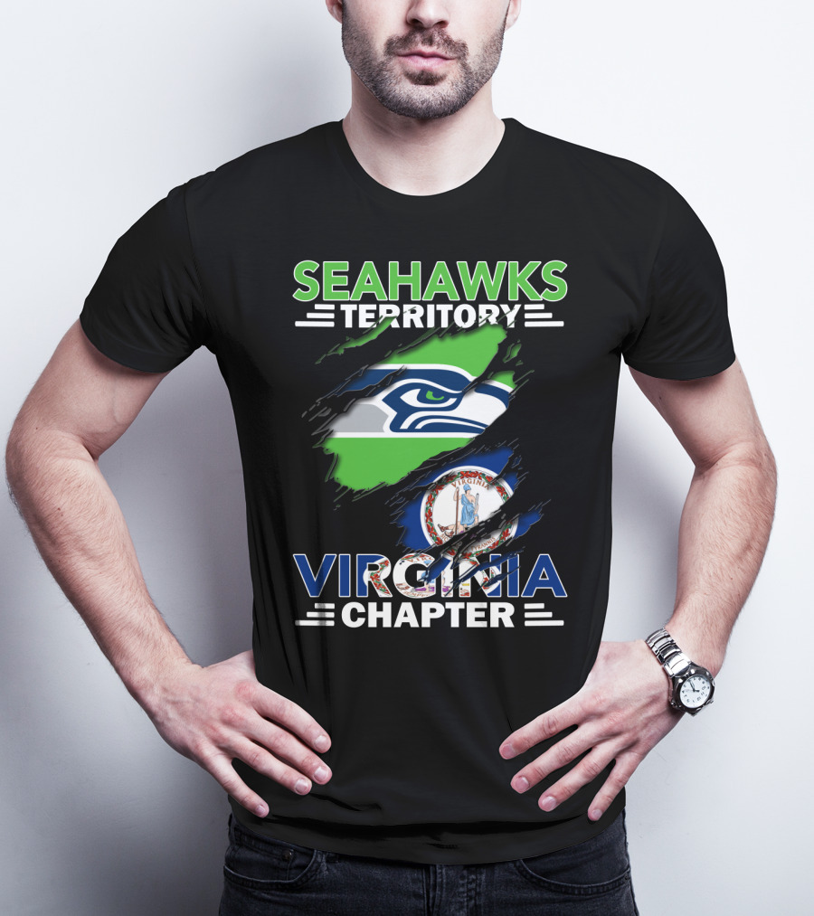 Seahawks Territory Virginia Chapter Logo With Virginia State Flag Integration T-Shirt