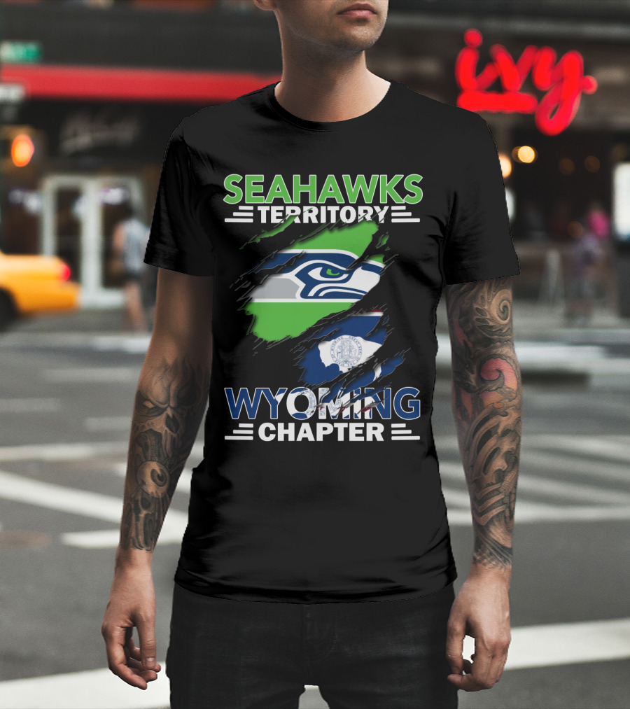 Seahawks Territory Wyoming Chapter Seahawks Logo Wyoming Flag T-Shirt