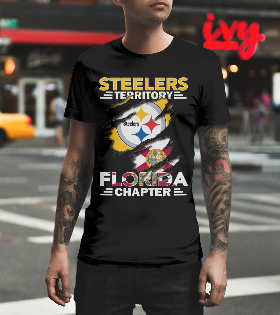 Steelers Territory Florida Chapter Steelers Logo State Flag Coordination T-Shirt