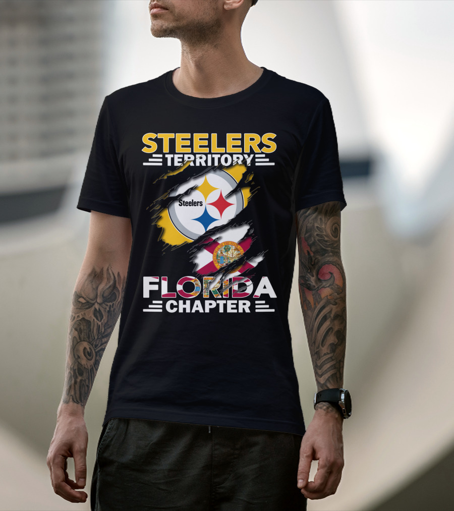 Steelers Territory Florida Chapter Steelers Logo State Flag Coordination T-Shirt