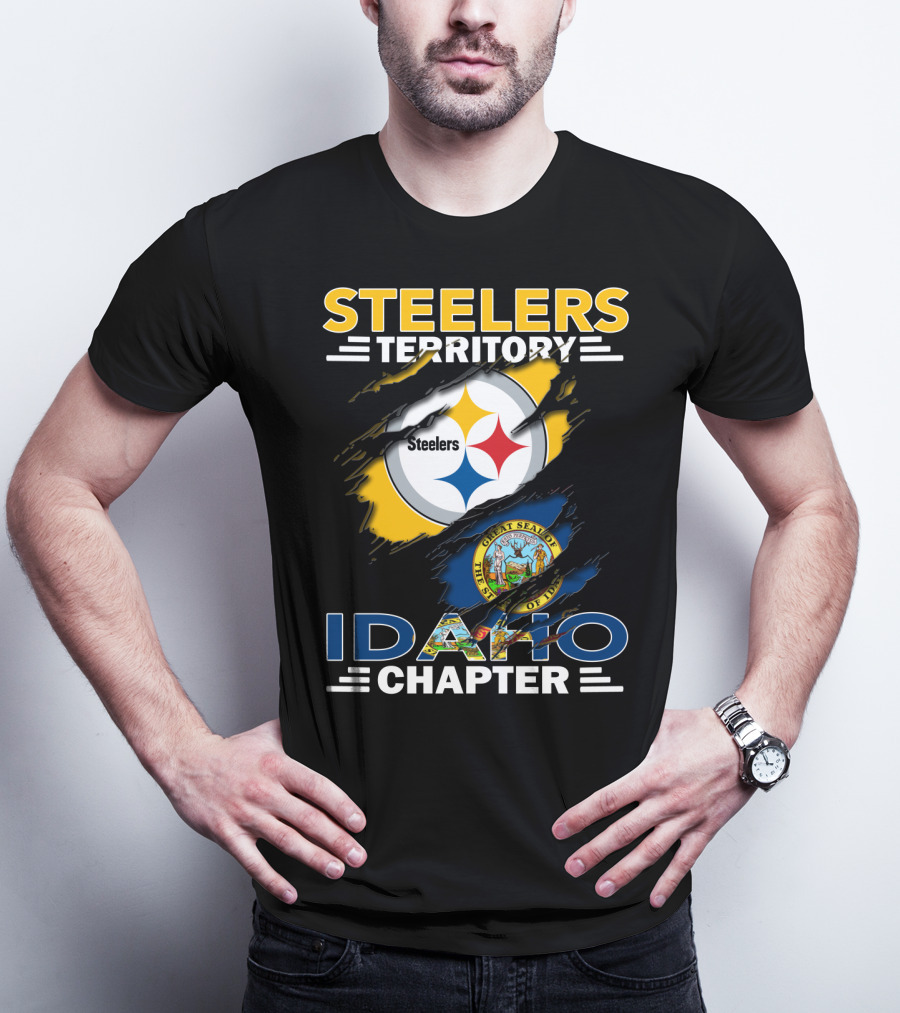 Steelers Territory Idaho Chapter Fan Logo With State Seal Integration T-Shirt