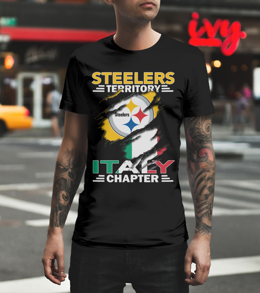 Steelers Territory Italy Chapter Steelers Logo Italian Flag T-Shirt