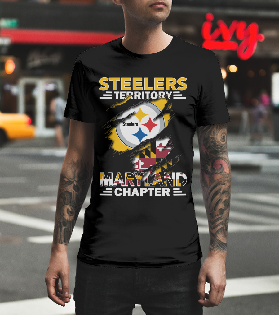 Steelers Territory Maryland Chapter Steelers Logo Maryland Flag T-Shirt
