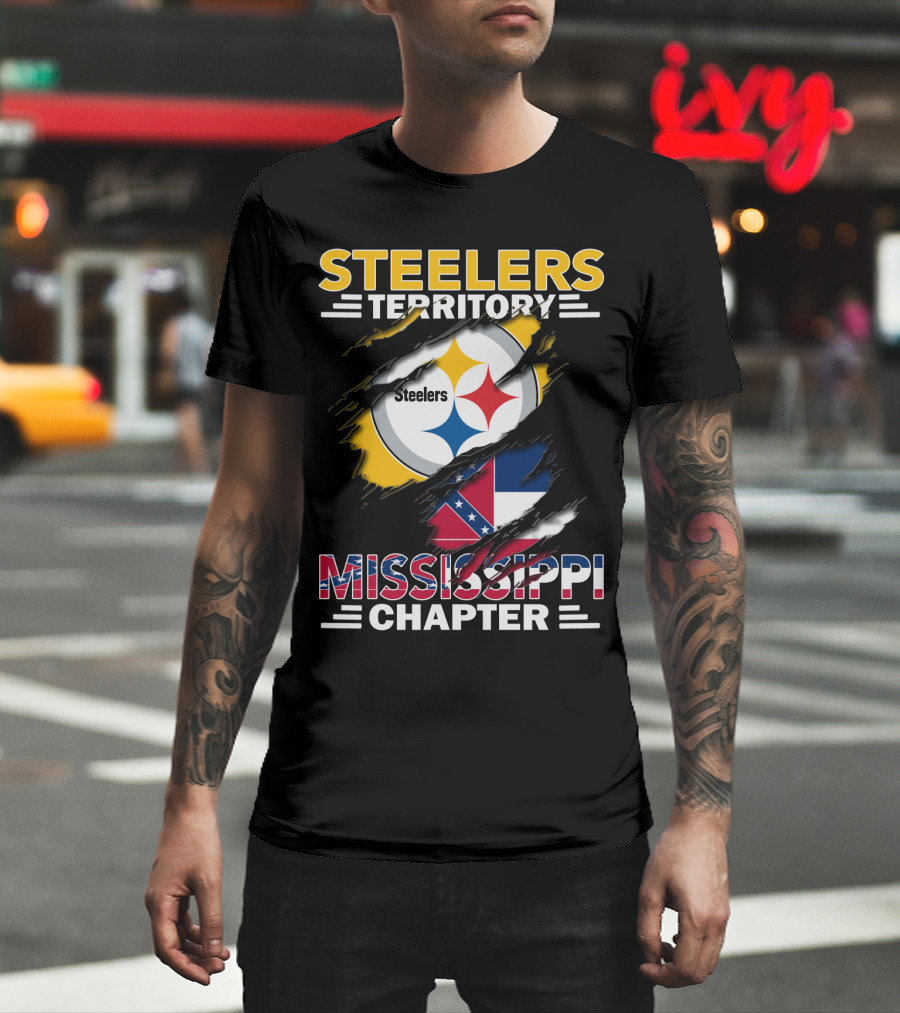 Steelers Territory Mississippi Chapter Steel Logo And Flag T-Shirt