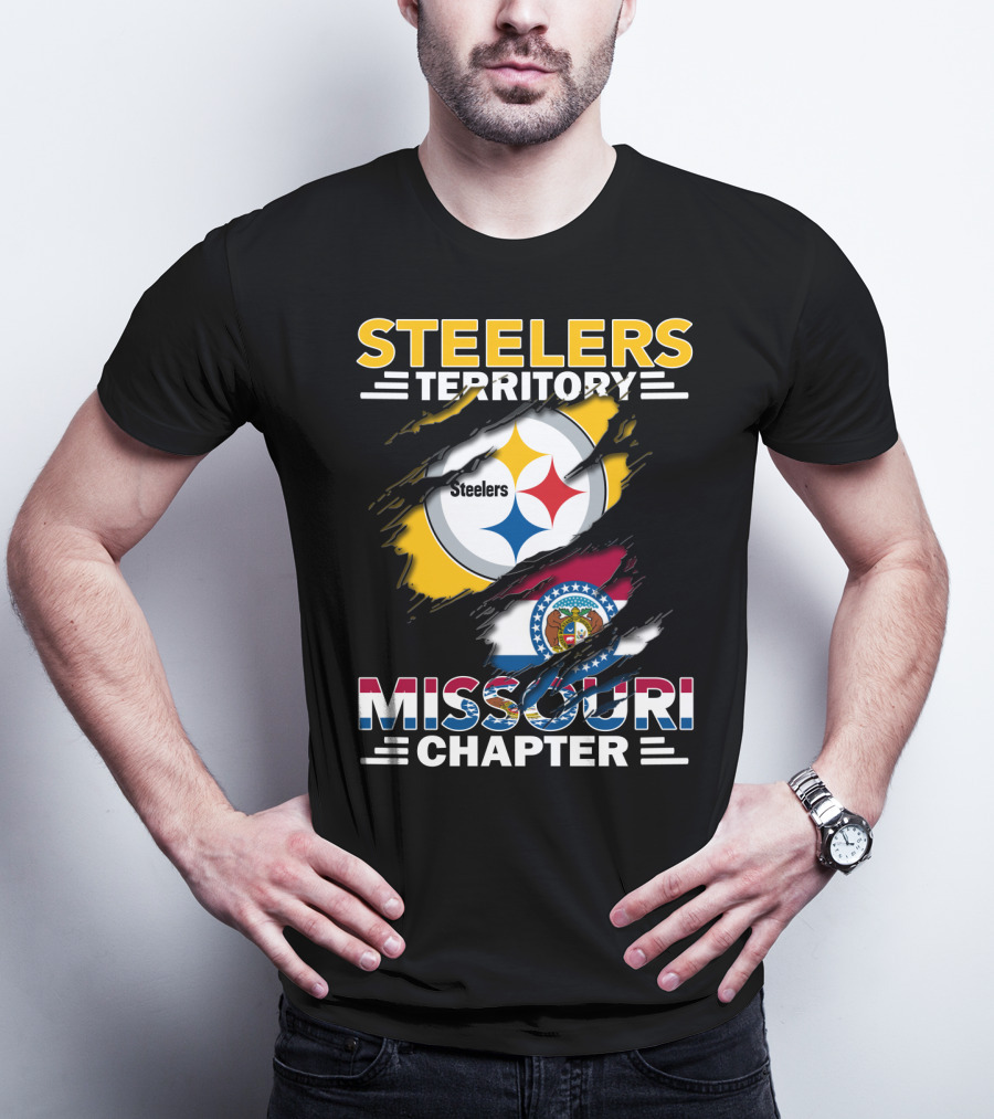 Steelers Territory Missouri Chapter Emblem With State Flag T-Shirt
