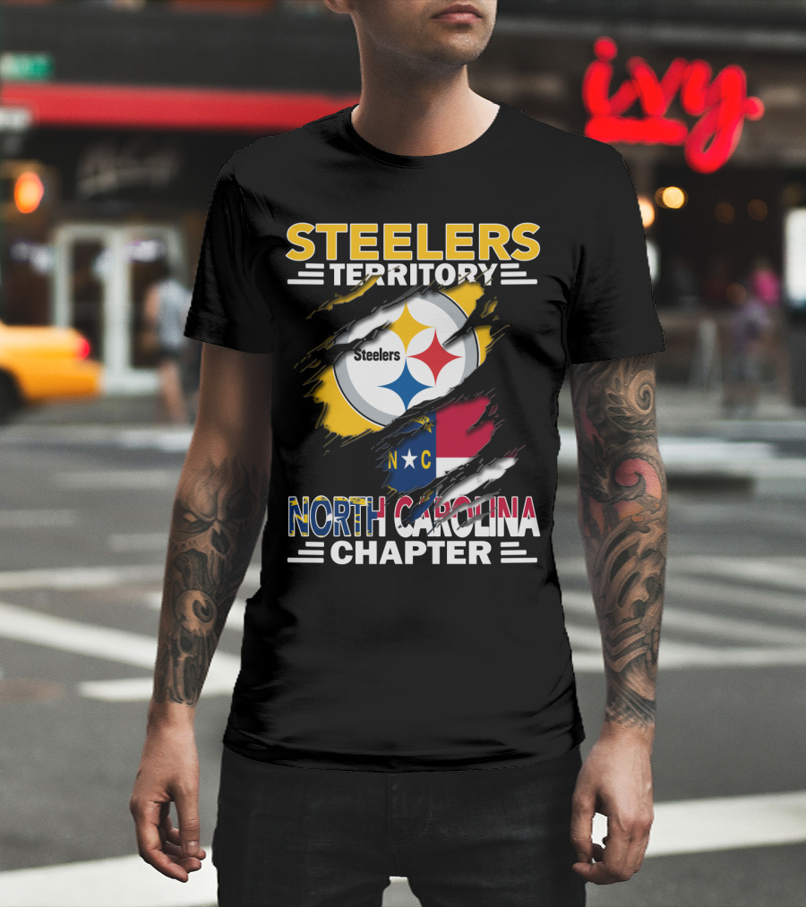 Steelers Territory North Carolina Chapter Steelers Logo And North Carolina Flag T-Shirt