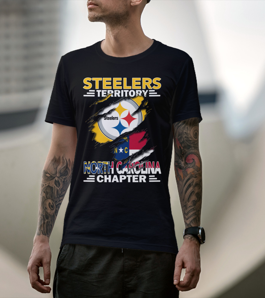 Steelers Territory North Carolina Chapter Steelers Logo And North Carolina Flag T-Shirt