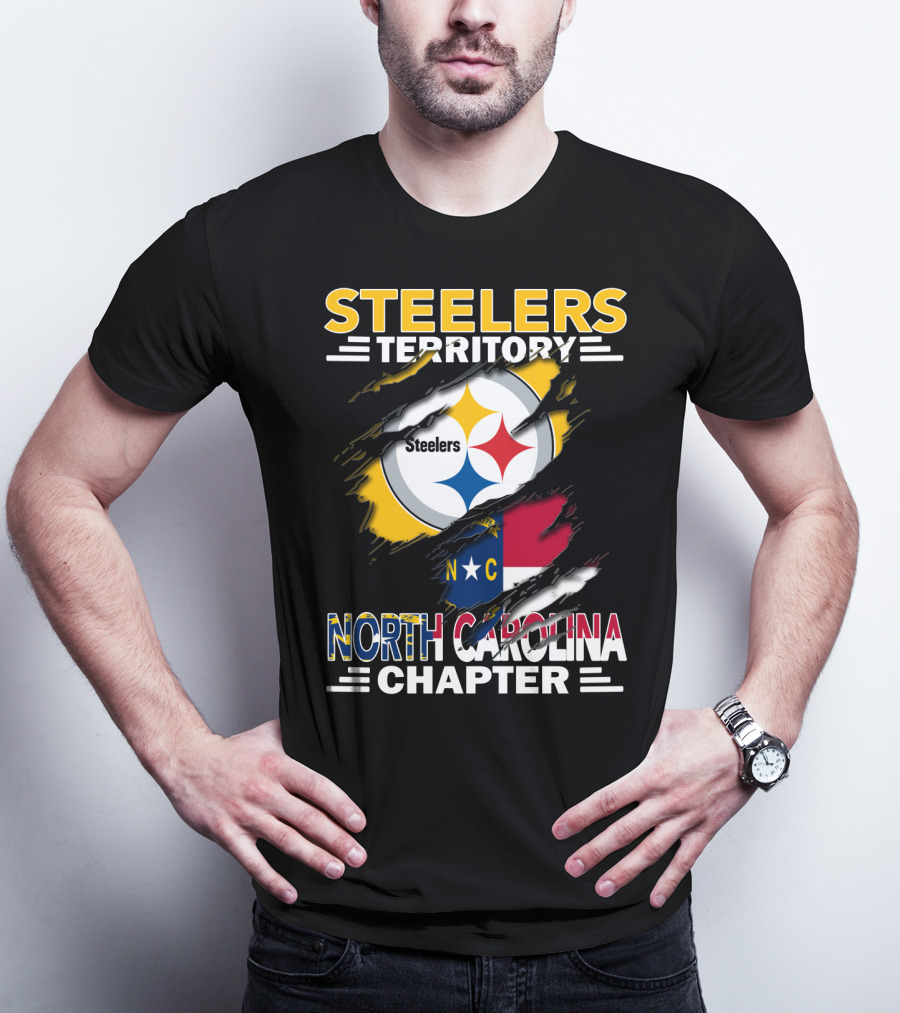 Steelers Territory North Carolina Chapter Steelers Logo And North Carolina Flag T-Shirt