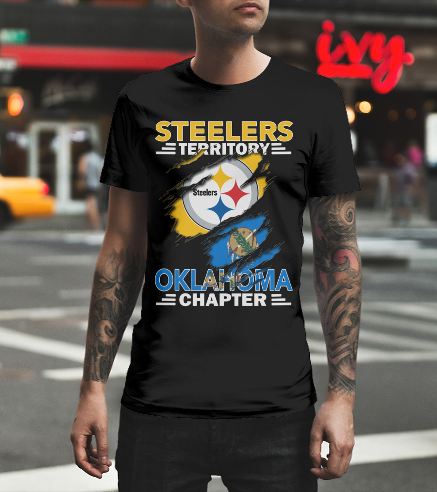 Steelers Territory Oklahoma Chapter Logo With State Flag T-Shirt