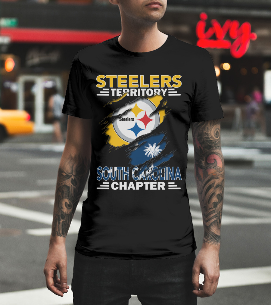 Steelers Territory South Carolina Chapter Steelers Logo Palmetto Flag T-Shirt