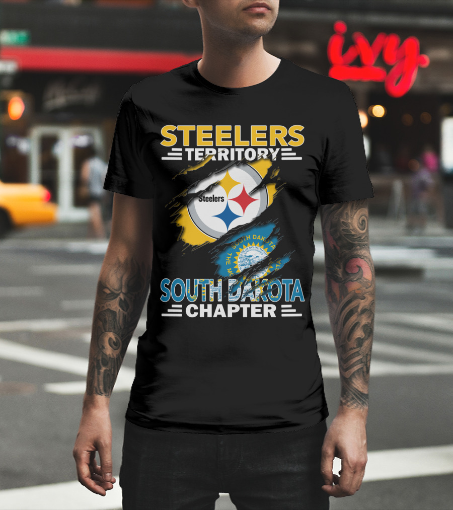 Steelers Territory South Dakota Chapter Ripped Flag T-Shirt