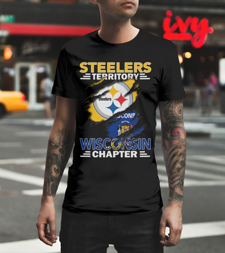 Steelers Territory Wisconsin Chapter Fans With State Flag And Team T-Shirt