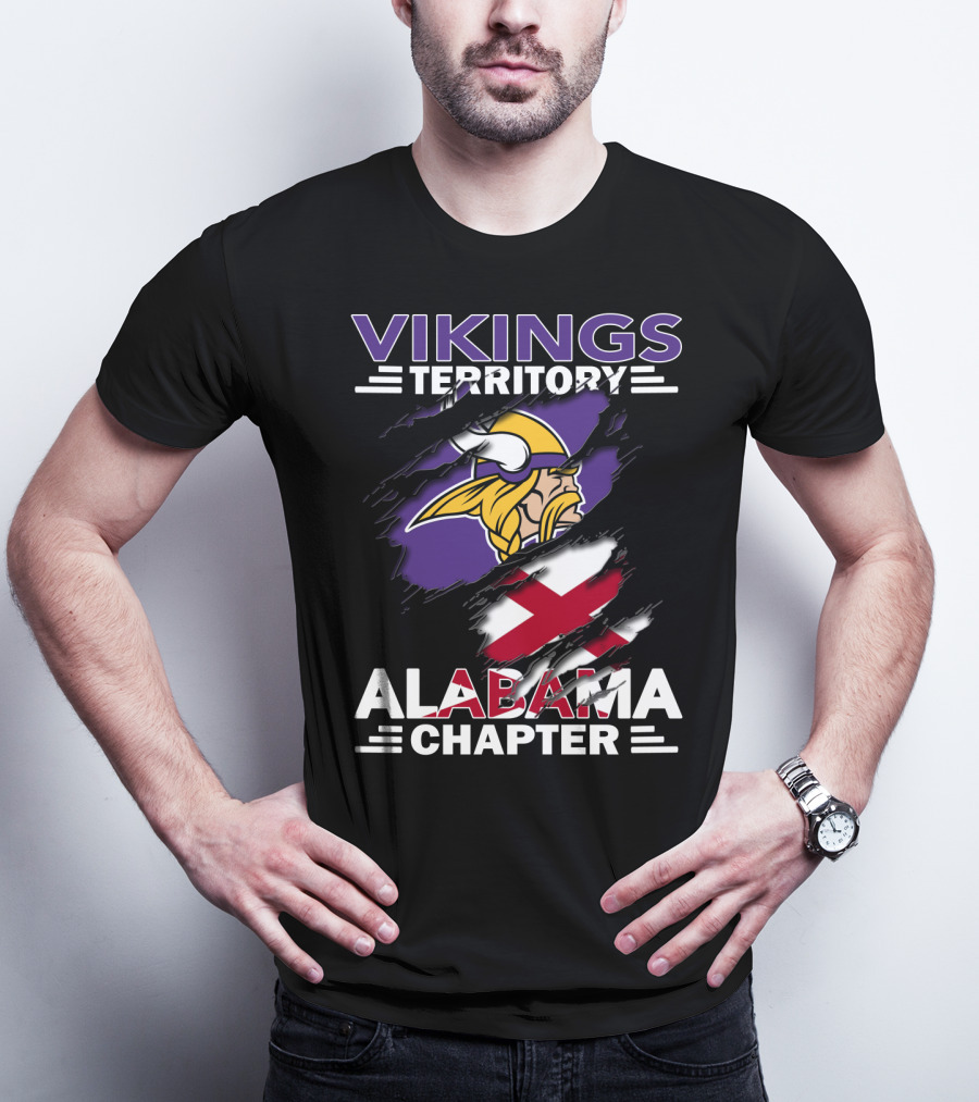 Vikings Territory Alabama Chapter Norse Warrior Emblem With Alabama State Flag T-Shirt