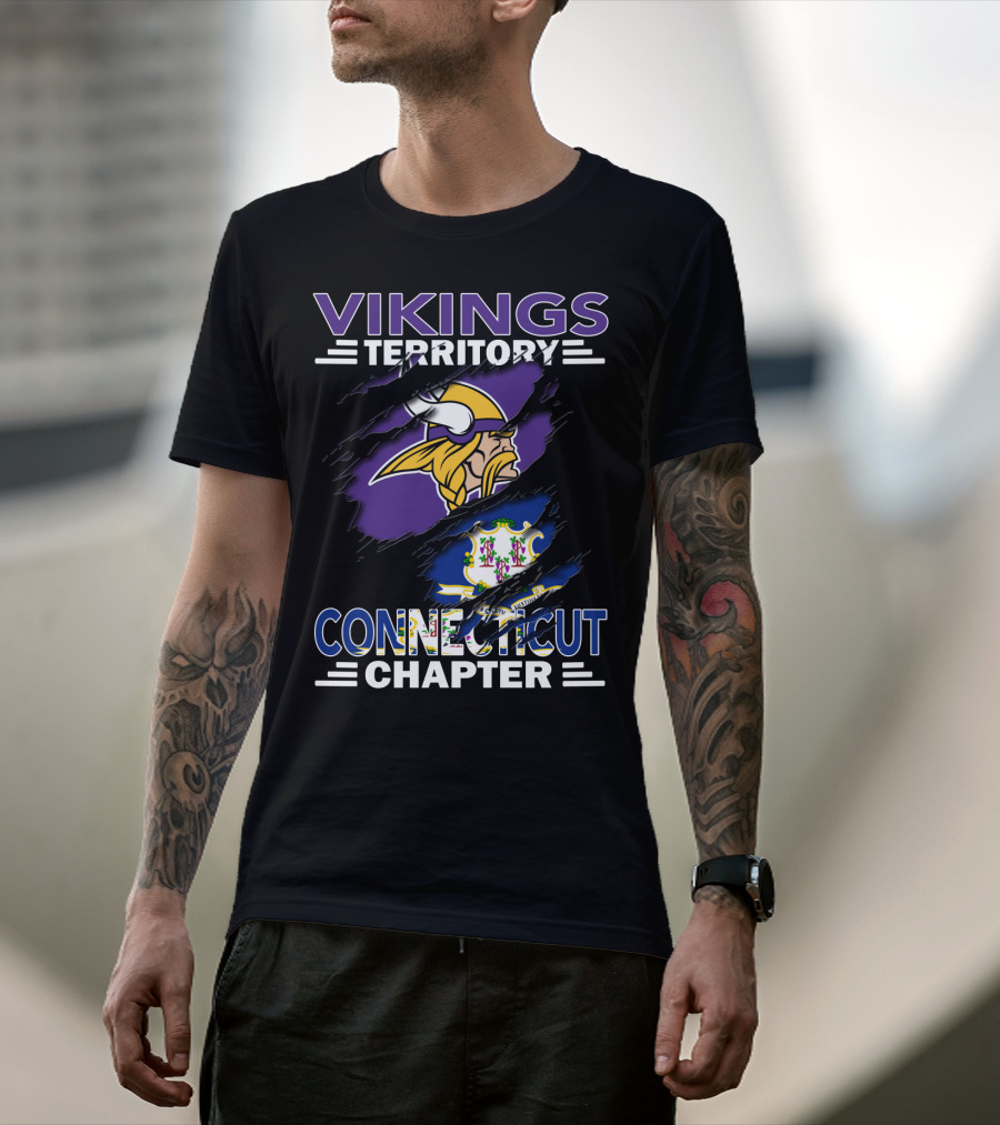 Vikings Territory Connecticut Chapter With Viking And Connecticut State Symbols T-Shirt
