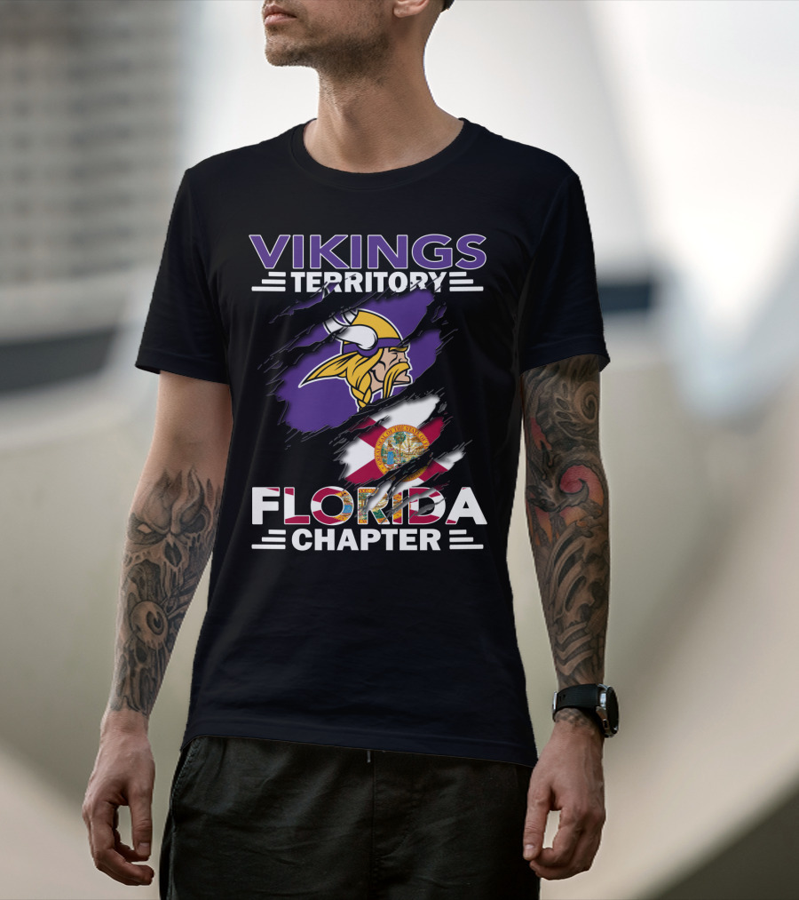Vikings Territory Florida Chapter With Minnesota Vikings Logo And State T-Shirt