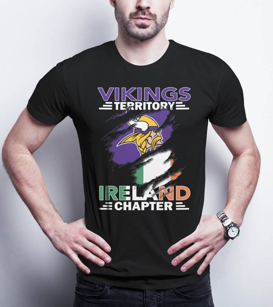 Vikings Territory Ireland Chapter Viking Logo Irish Flag T-Shirt