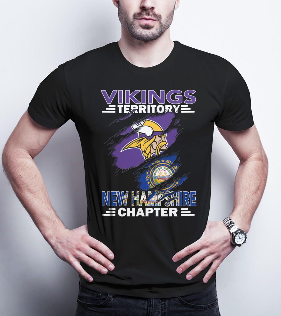 Vikings Territory New Hampshire Chapter Emblem With Viking Helmet And State Seal T-Shirt