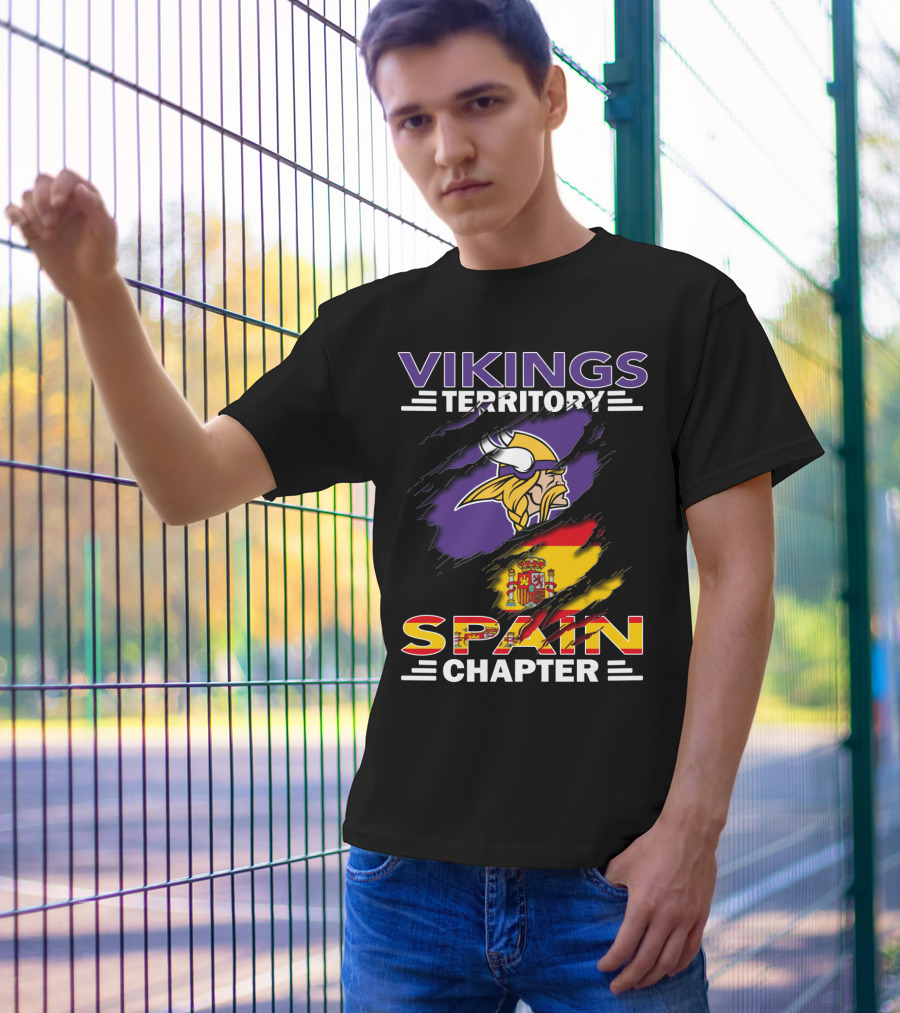 Vikings Territory Spain Chapter Vikings Logo Spain Flag T-Shirt