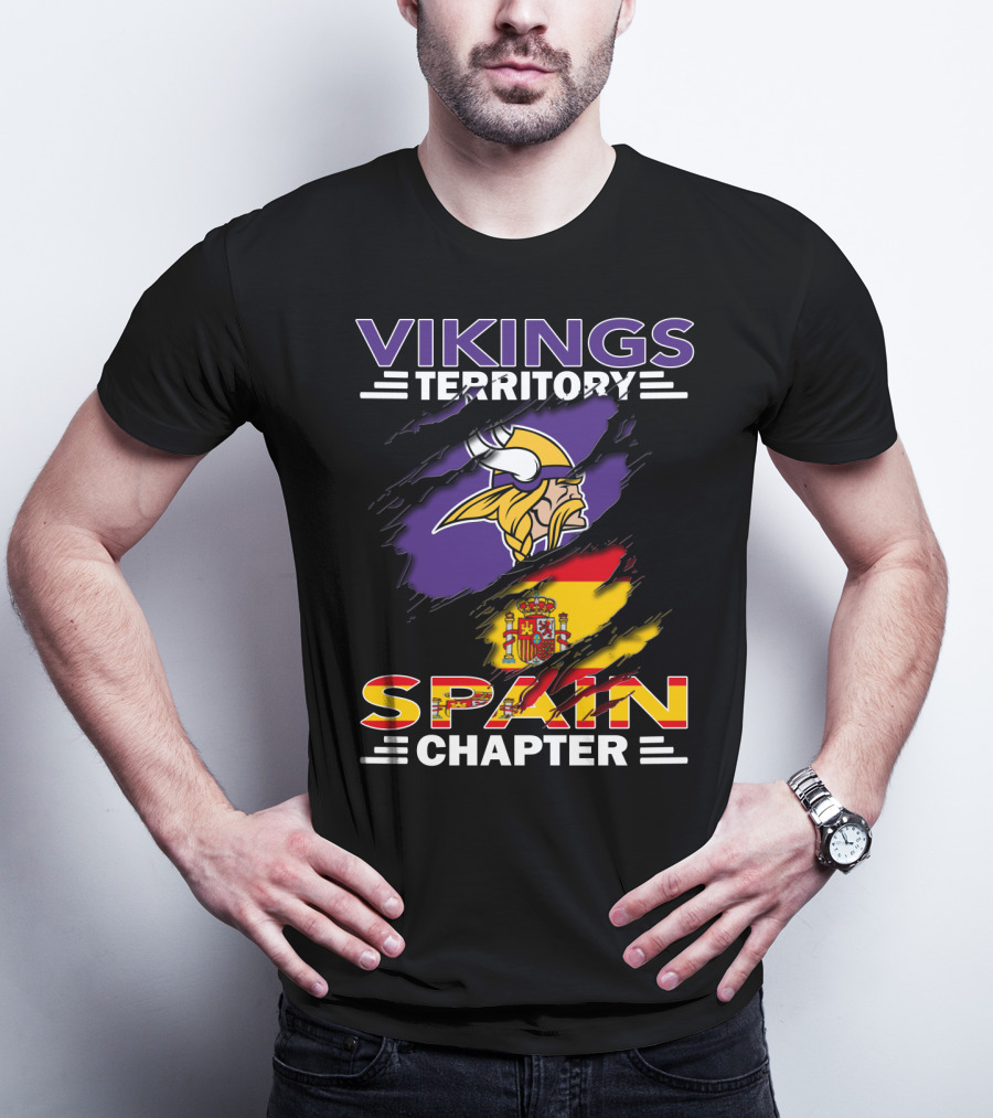 Vikings Territory Spain Chapter Vikings Logo Spain Flag T-Shirt