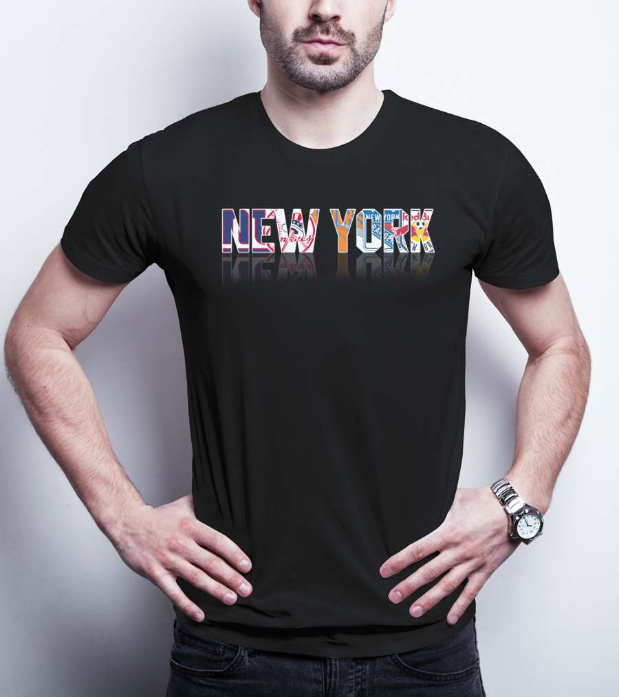 New York Yankees Mets Rangers Giants Knicks Jets Icons T-Shirt