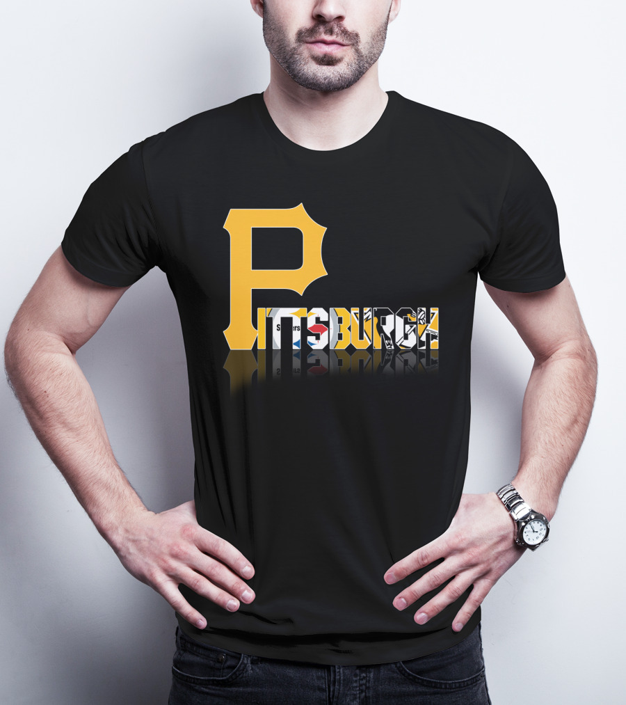 Pittsburgh Steelers Penguins Logos Reflected Contrasts T-Shirt