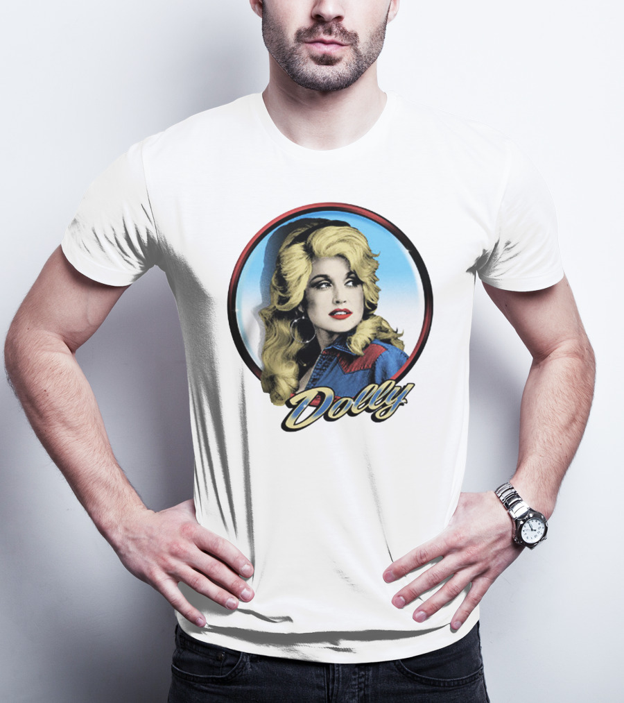 Dolly Parton Retro Portrait Blue Circle T-Shirt