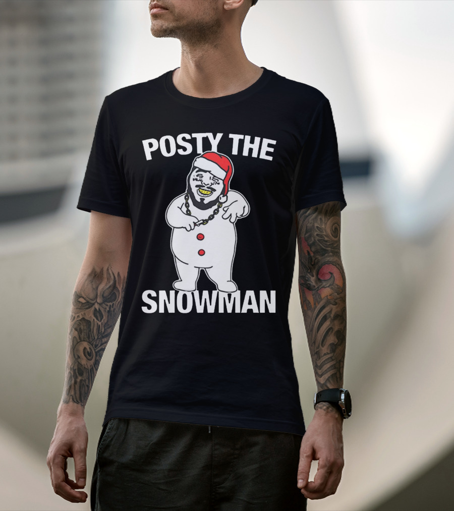Merry Christmas Posty The Snowman Santa Malone T-Shirt