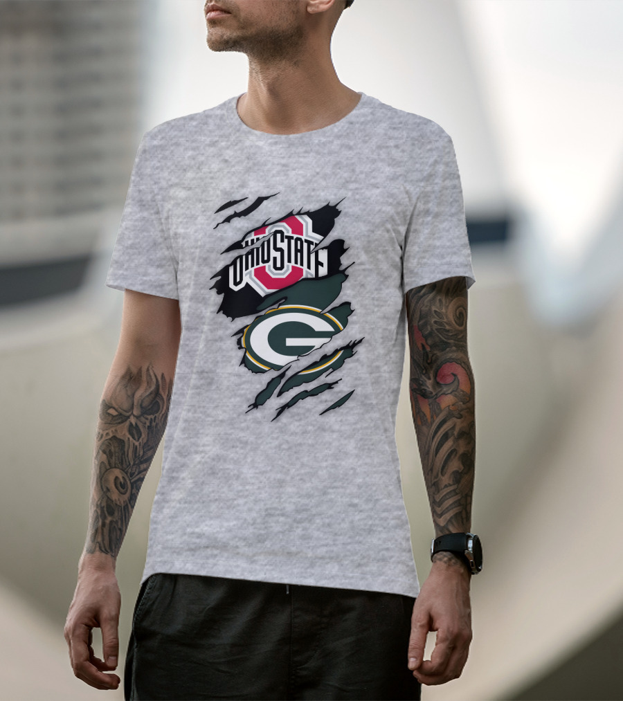 Ohio State Buckeyes Green Bay Packers Claw Rip T-Shirt