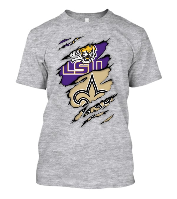 LSU Tigers New Orleans Saints Fleur-de-Lis Torn T-Shirt