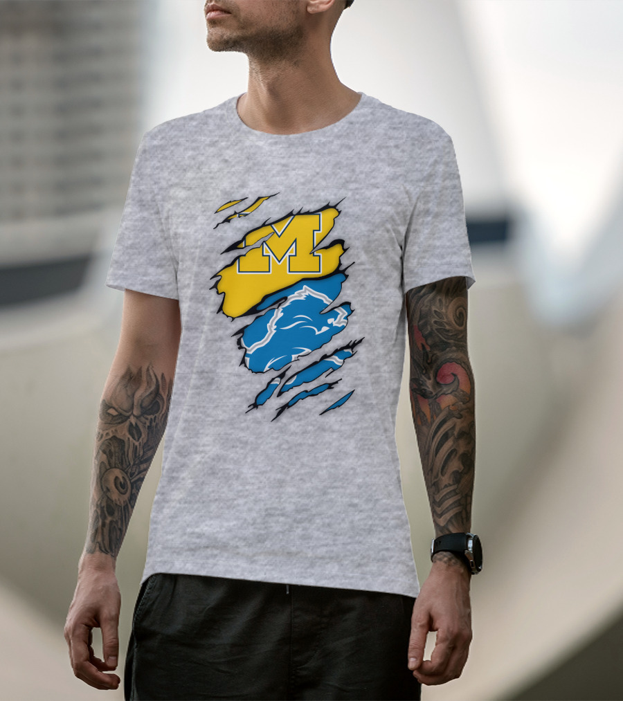 Michigan Wolverines Detroit Lions Crossover T-Shirt