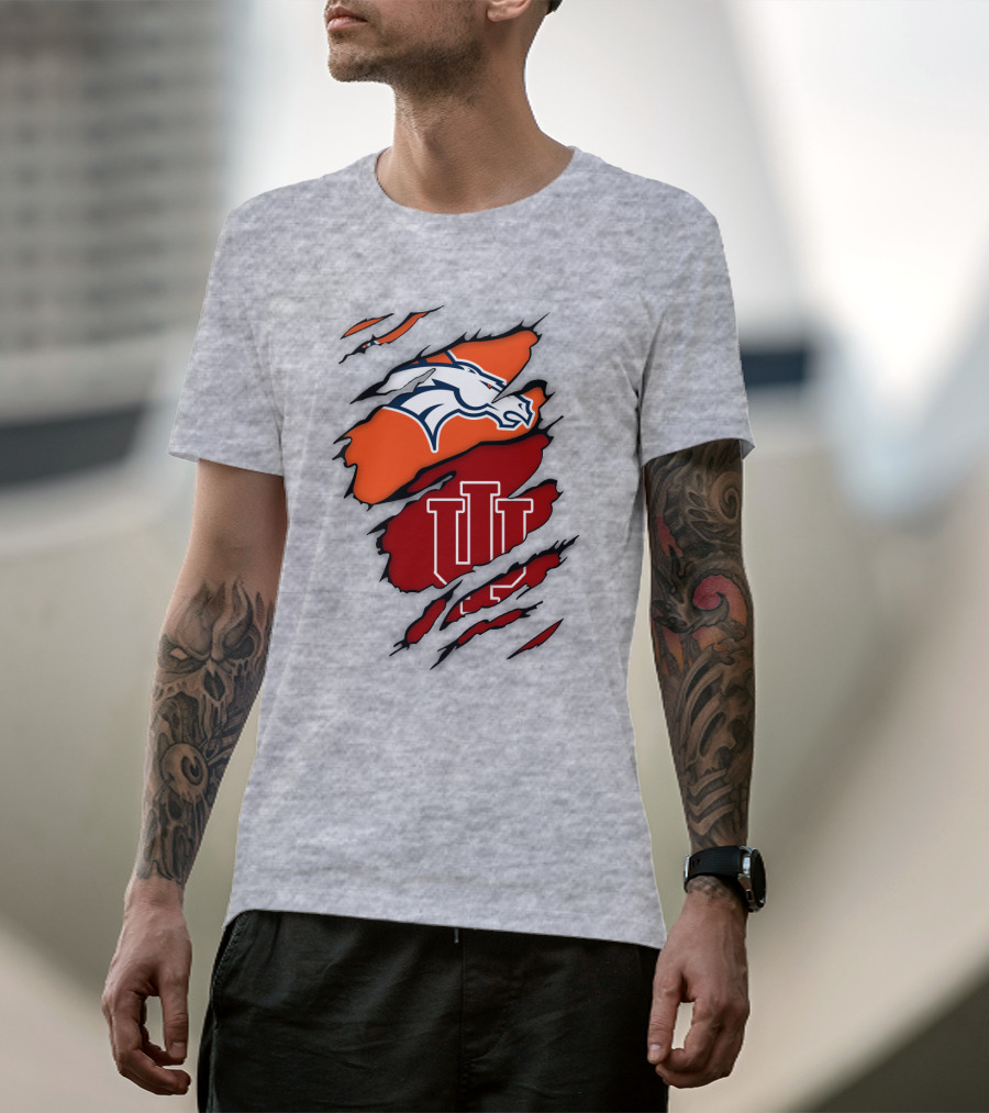 Denver Broncos Indiana Hoosiers Fan Crossover T-Shirt