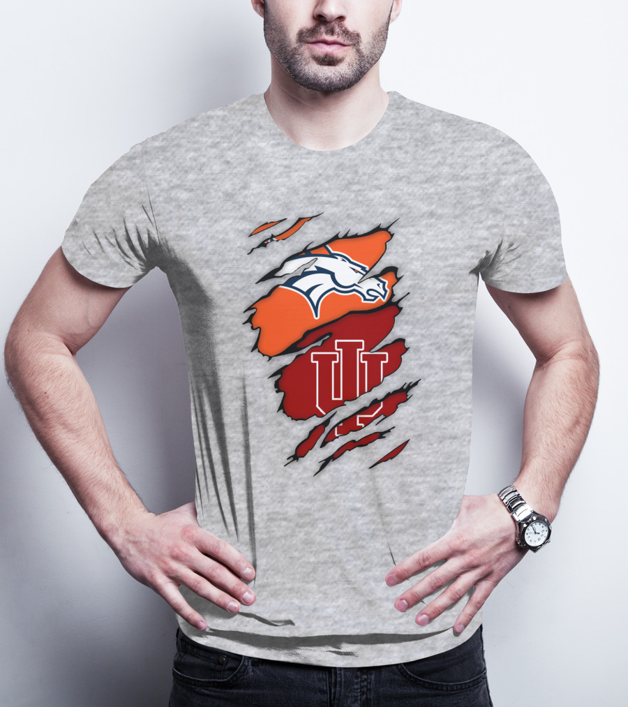Denver Broncos Indiana Hoosiers Fan Crossover T-Shirt