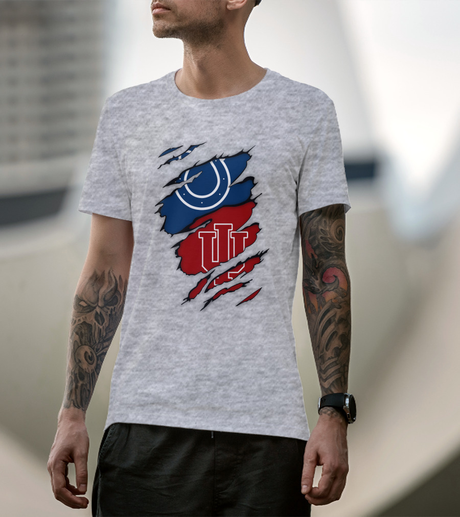 Indiana Indianapolis Colts Iu Hoosiers Logo Fusion T-Shirt