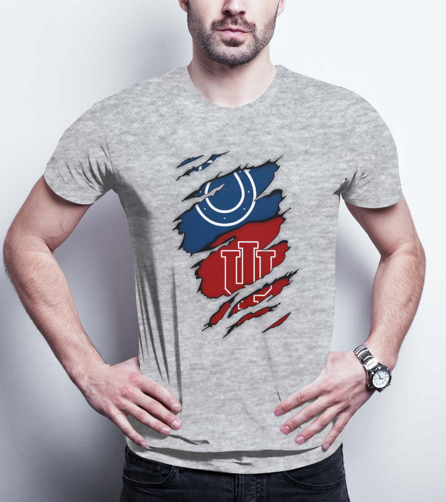Indiana Indianapolis Colts Iu Hoosiers Logo Fusion T-Shirt