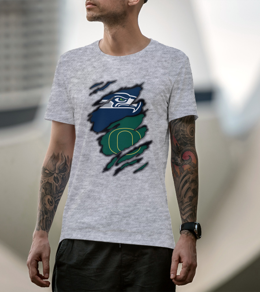 Seattle Seahawks Oregon Ducks Logo Fusion T-Shirt